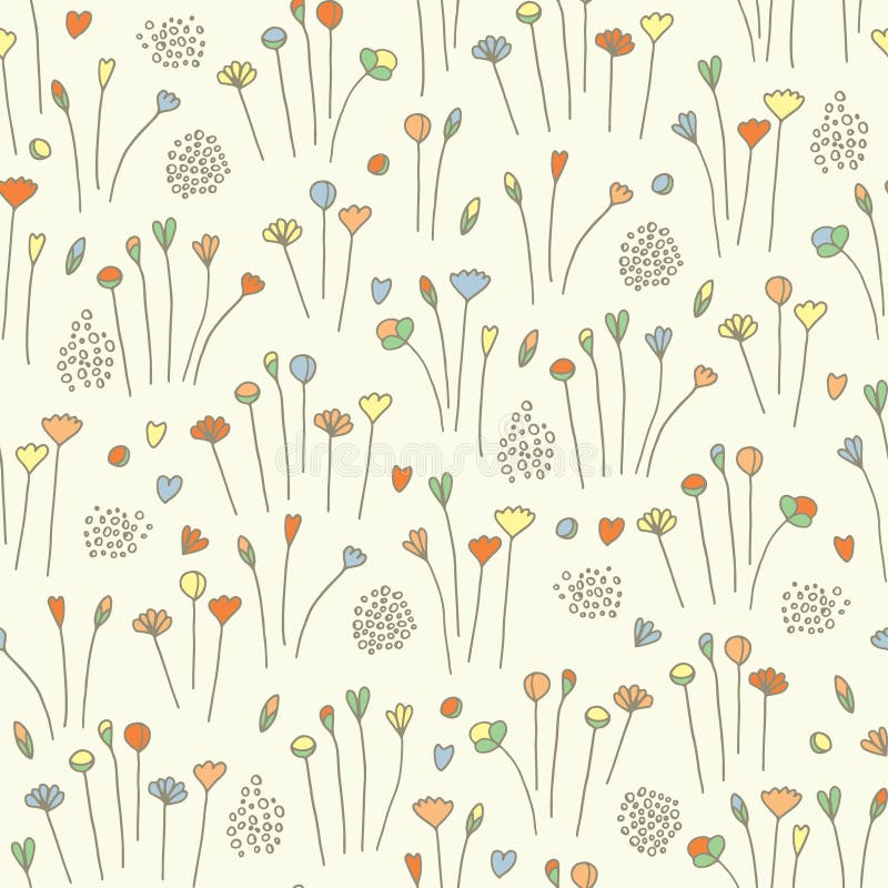 Hand Drawn Floral Seamless Pattern Background Light Stock Illustration ...