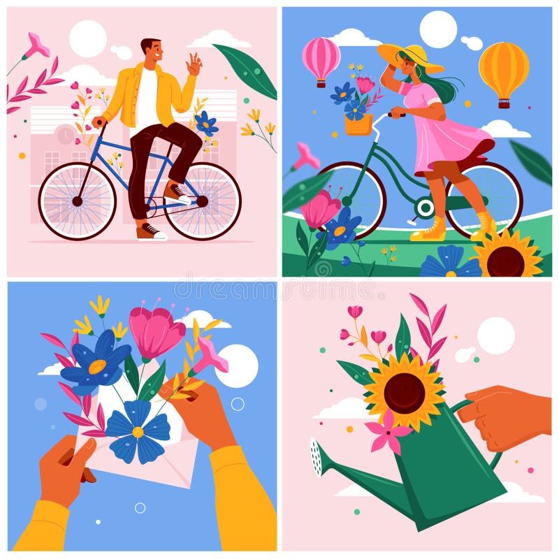 Hand Drawn Floral Spring Illustrations Stock Illustration ...