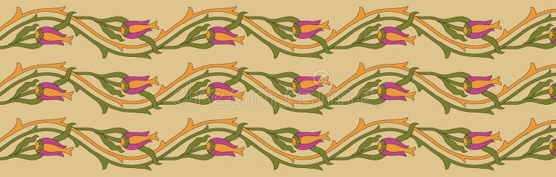 Hand Drawn Flower Border Design Textile Flower Vines Digitally Created ...