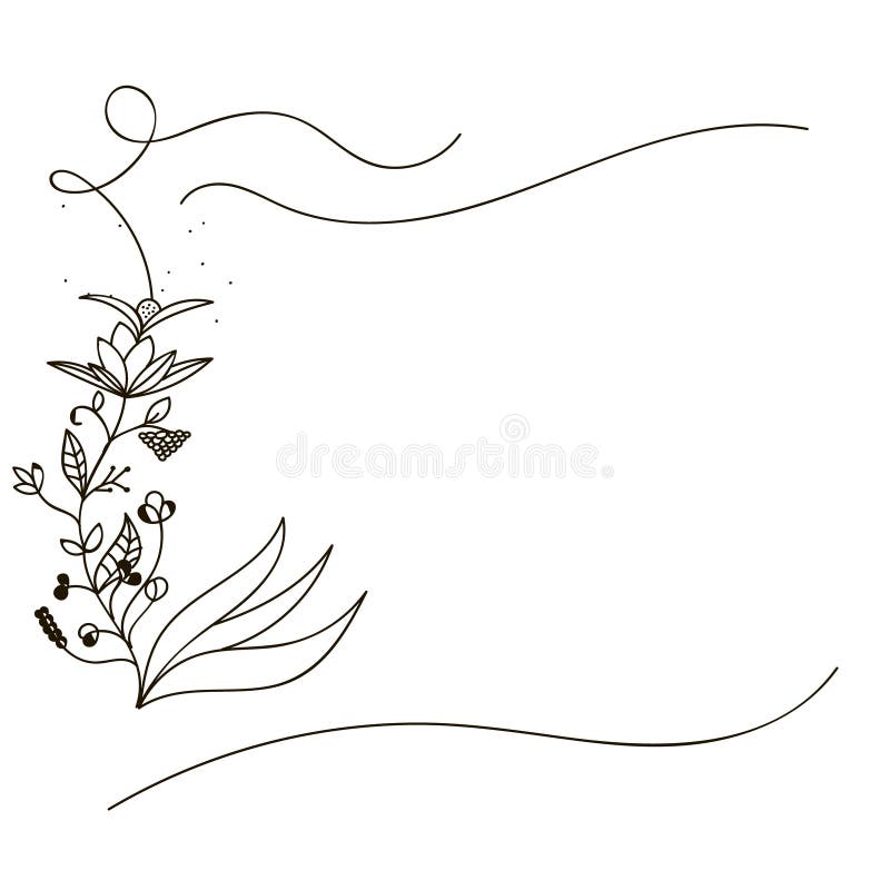 Hand Drawn Flower Card Template Stock Illustration - Illustration of ...