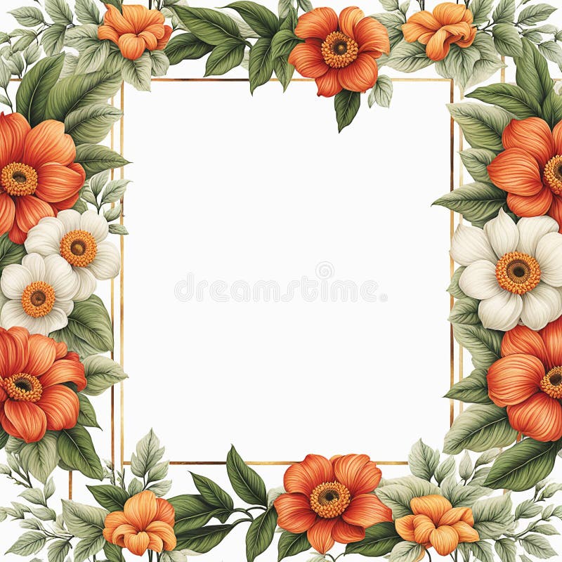 Hand Drawn Flower,flora Border,frame, on White Background, Vintage ...