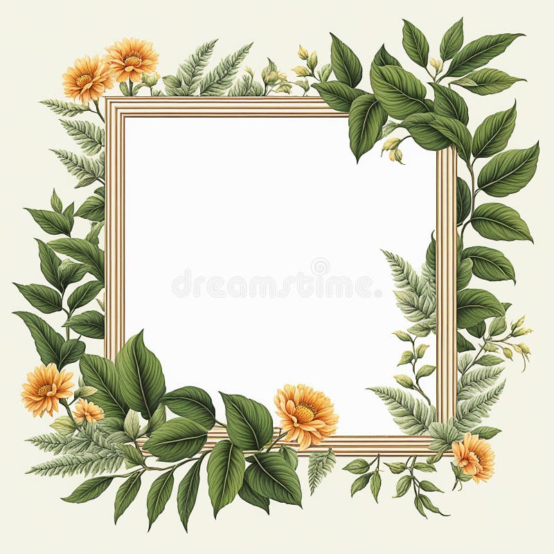 Hand Drawn Flower,flora Border,frame, on White Background, Vintage ...