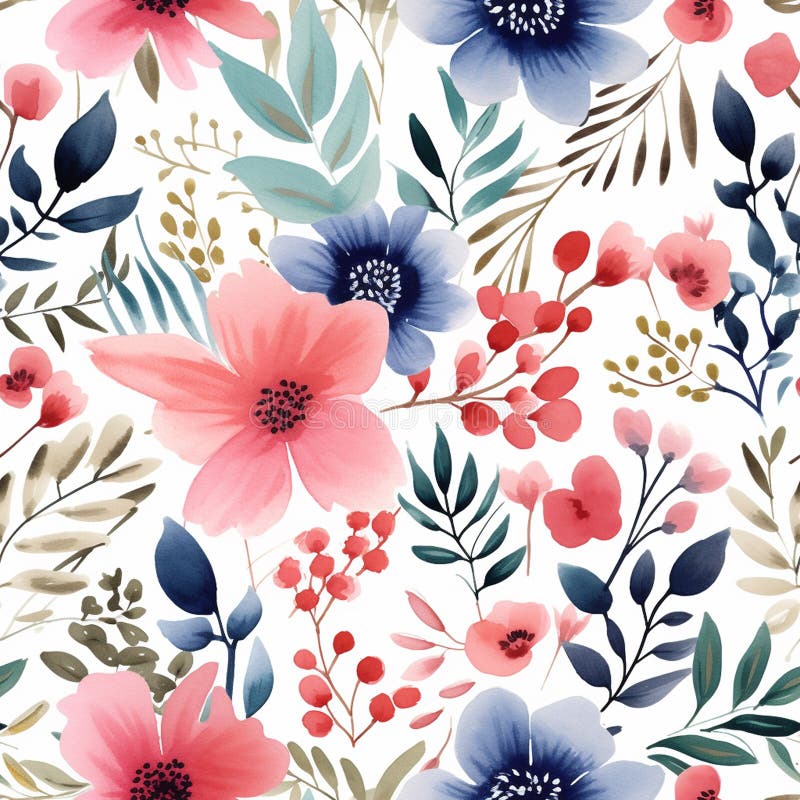 Hand-drawn Flower Pattern Art Stock Illustration - Illustration of ...