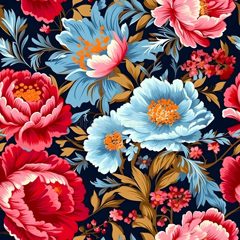 Hand-drawn Flower Pattern Art Stock Illustration - Illustration of ...