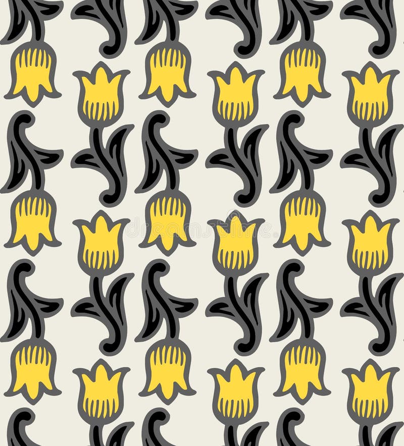 Hand Drawn Flowers Repeat Pattern Stock Vector - Illustration of ...