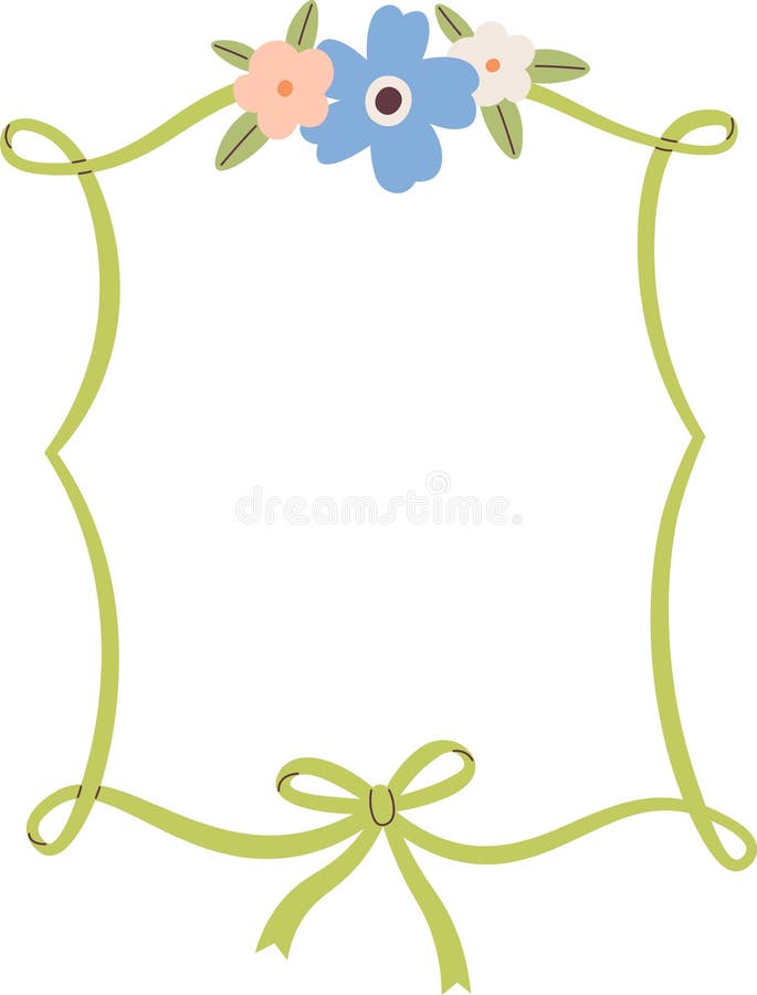 Hand Drawn Flowers Ribbon Frame Stock Vector - Illustration of doodle ...