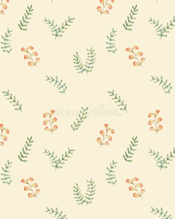 Hand Drawn Foliage Spring Seamless Pattern Vector. Simple Foliage ...