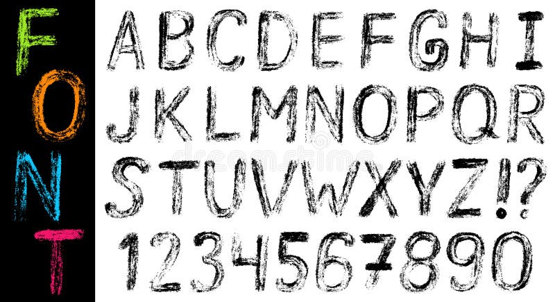 Hand Drawn Watercolor Font: Alphabet and Numbers Stock Vector ...