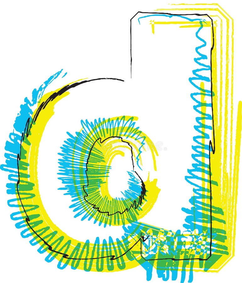 Hand drawn font. LETTER d stock vector. Illustration of draw - 103008853