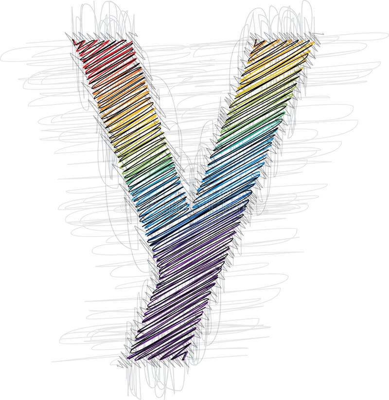 Hand drawn font LETTER y stock vector. Illustration of education ...