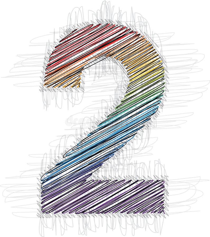 Hand drawn font NUMBER 2 stock vector. Illustration of rough - 101819223