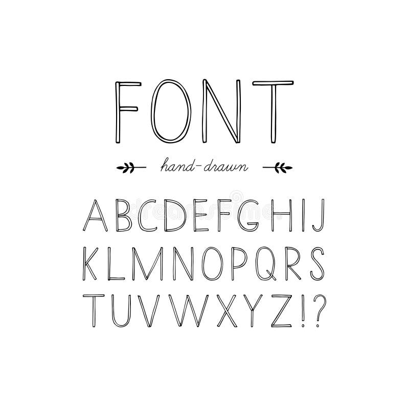 Hand-drawn font. stock vector. Illustration of cute, design - 73375864