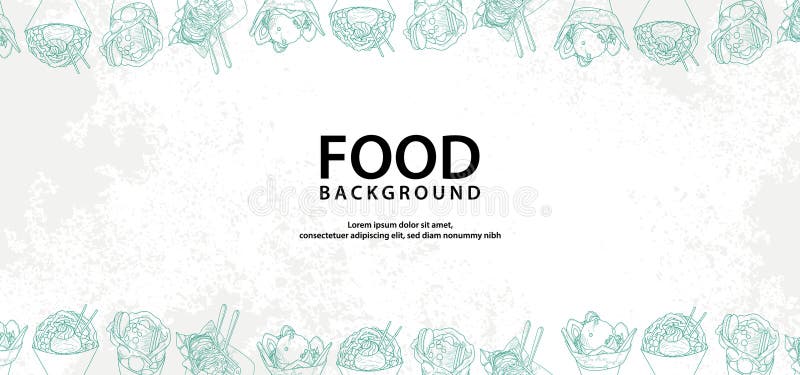 Hand Drawn Food Design Background on White Stock Illustration ...