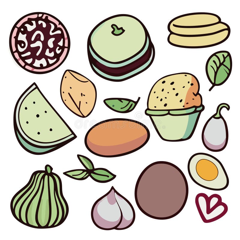 Hand Drawn Food Elements Vector Graphics Stock Illustration ...