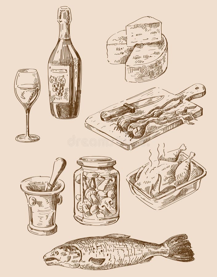 Hand drawn food sketch stock vector. Illustration of menu - 58885264