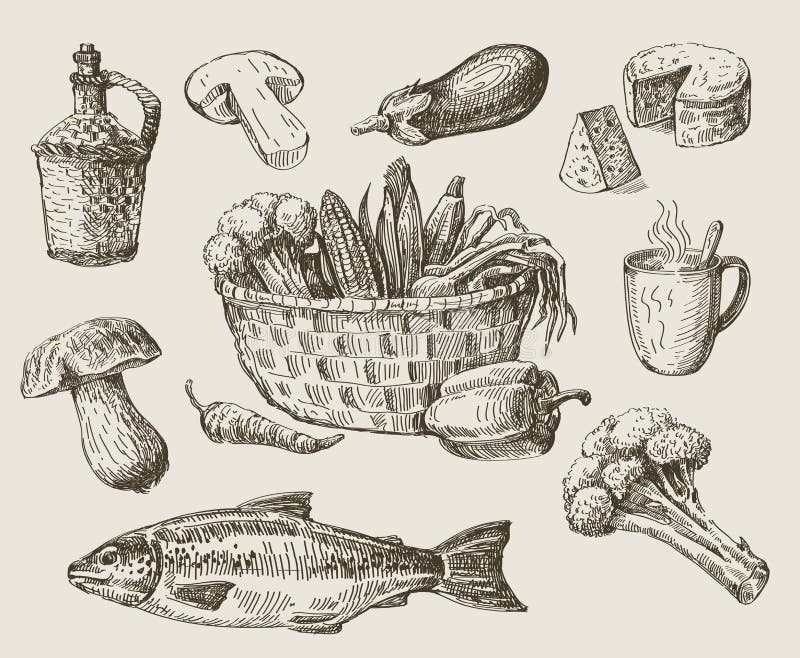 Hand drawn food sketch stock vector. Illustration of cook - 60439609