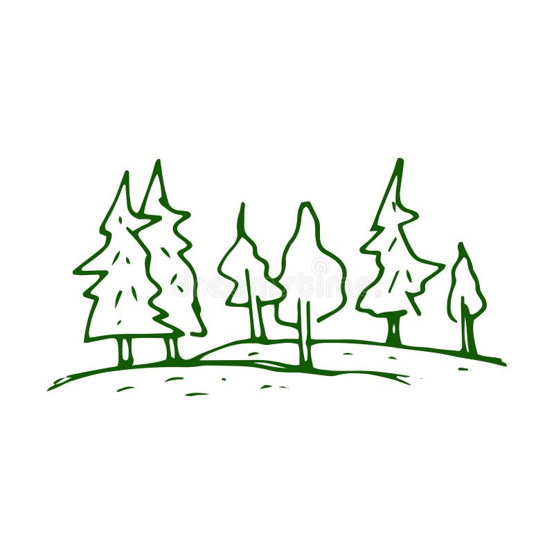 Hand-drawn forest doodle stock vector. Illustration of drawing - 192893154