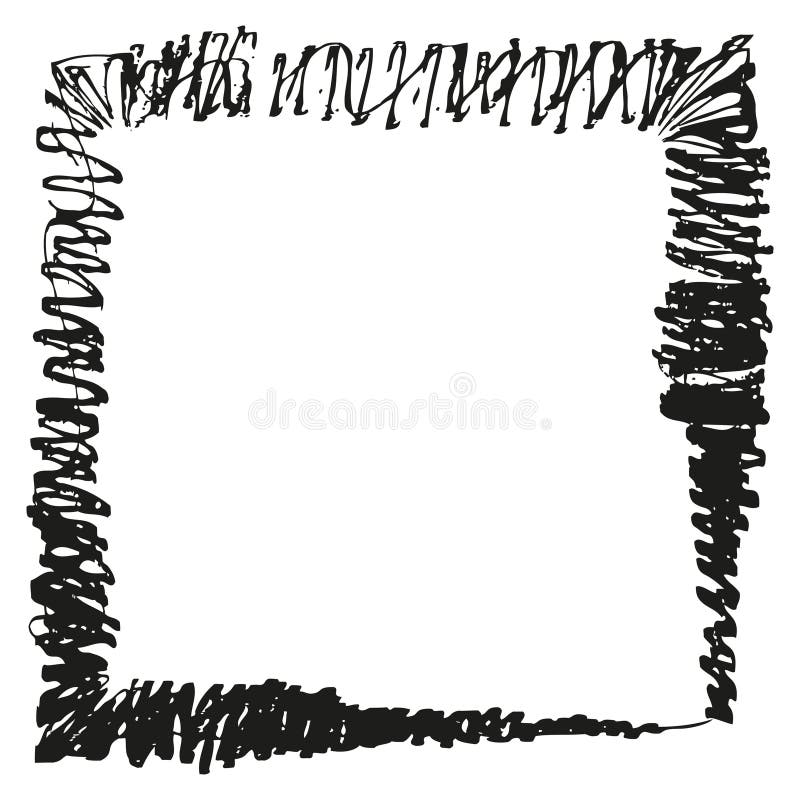 Hand Drawn Frame. Abstract Border Shape. Black Ink Outline. Rough ...