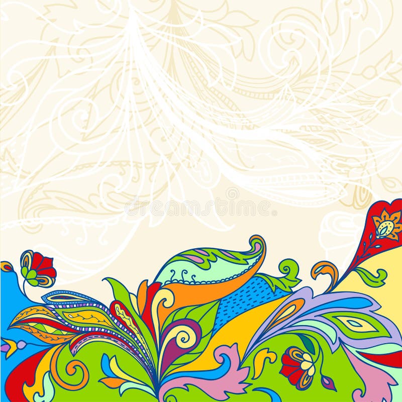 Hand Drawn Frame with Colorful Doodling Elements Stock Vector ...