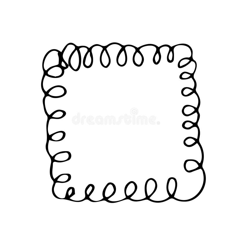 Hand Drawn Frame Icon. Border Line Doodle Sketch, Square Spiral Frame ...