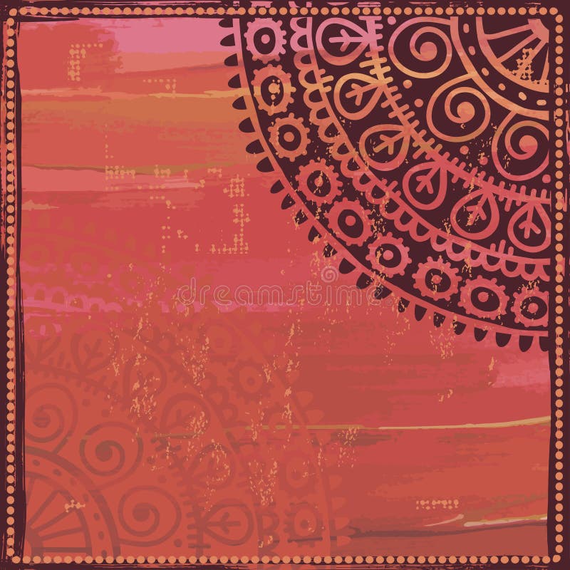 Hand Drawn Frame in Indian Style Stock Vector - Illustration of antique ...