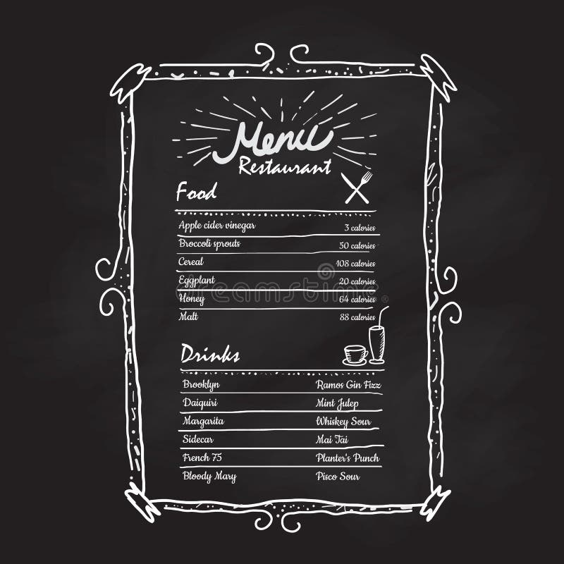 Hand Drawn Frame Restaurant Menu Vintage Template Stock Vector ...
