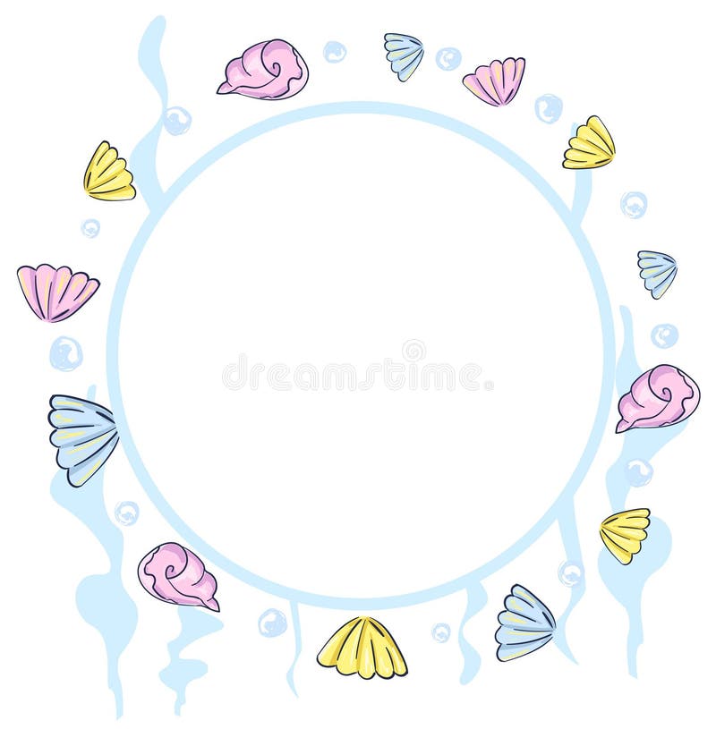 Hand Drawn Frame with Shell Vector Illustration. Stock Vector ...