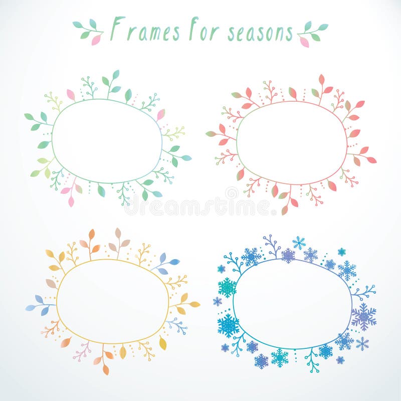 Hand-drawn Frames with All Seasons Stock Vector - Illustration of paper ...