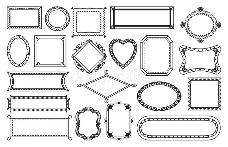 Hand Drawn Frames. Decorative Doodle Frame, Isolated Artistic Elements ...