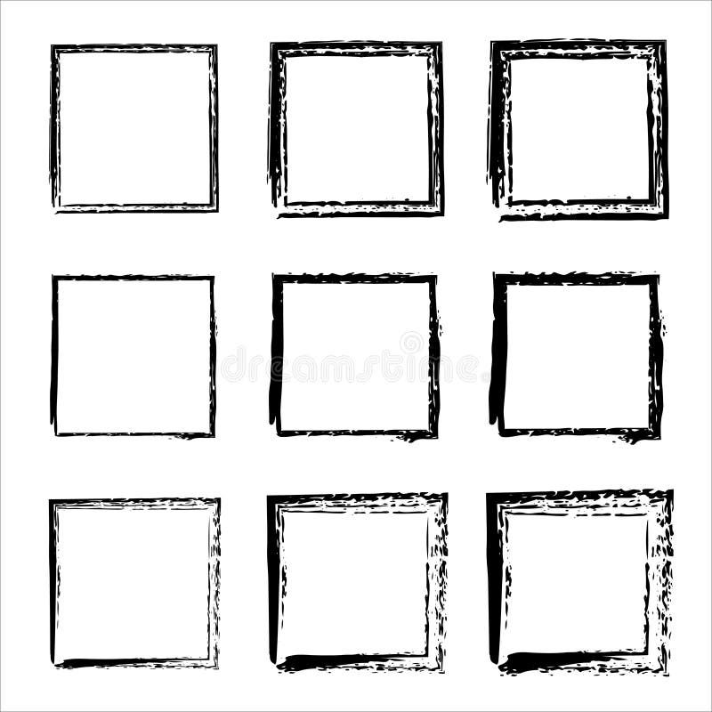 Hand Drawn Frames. Handdrawn Square Frame. Vector Borders Grunge ...