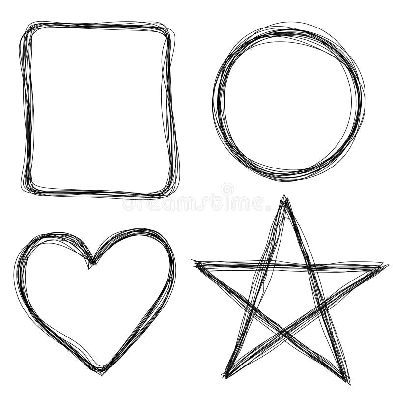 Set of Common Hand Drawn Shapes Stock Vector - Illustration of doodle ...
