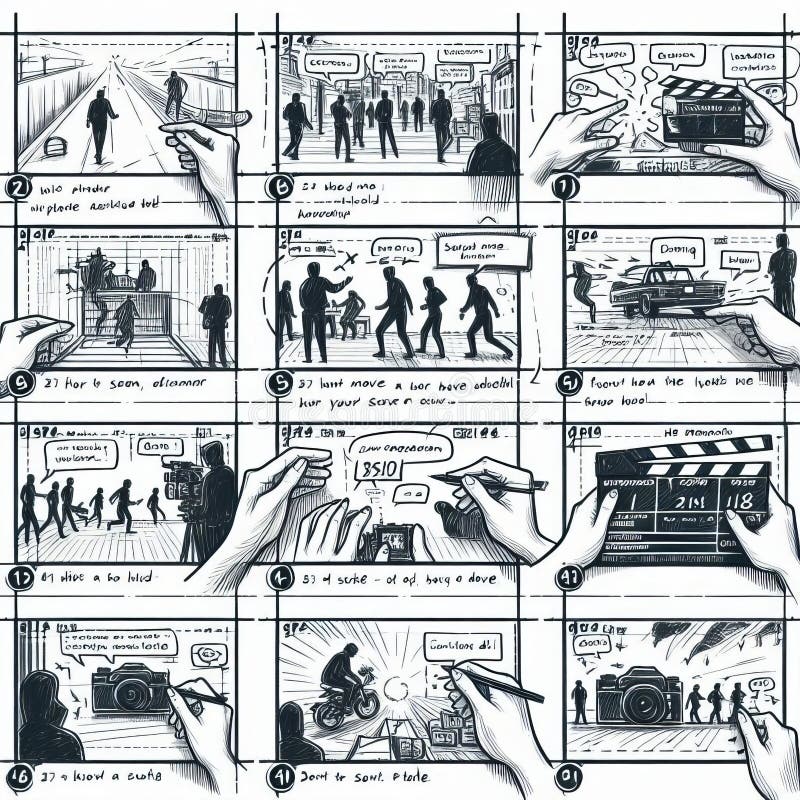 Hand Drawn Frames Outlining the Sequence of a Commercial Each Pa Stock ...