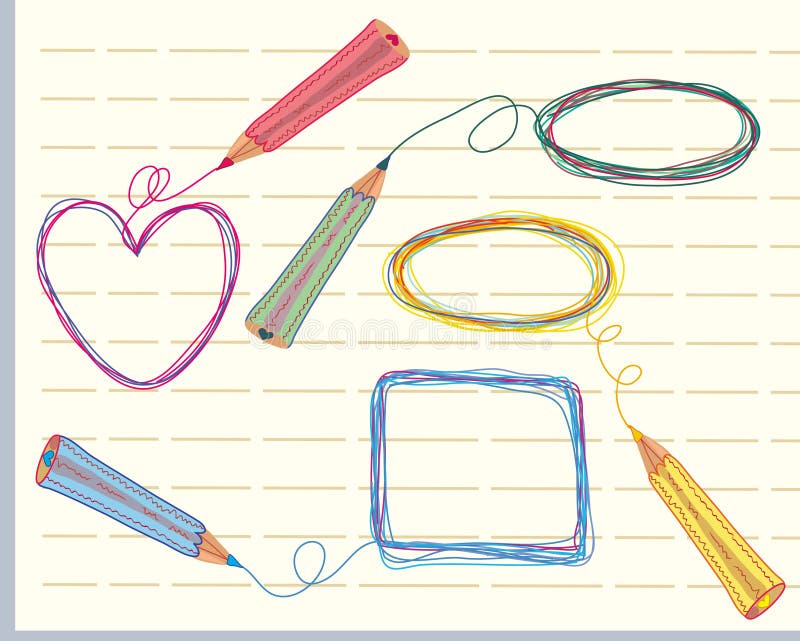 Hand Drawn Frames and Pencils Stock Vector - Illustration of freehand ...
