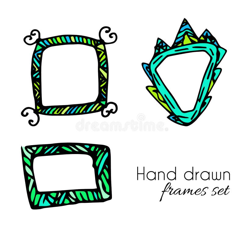 Hand drawn frames set stock illustration. Illustration of curve - 45128498