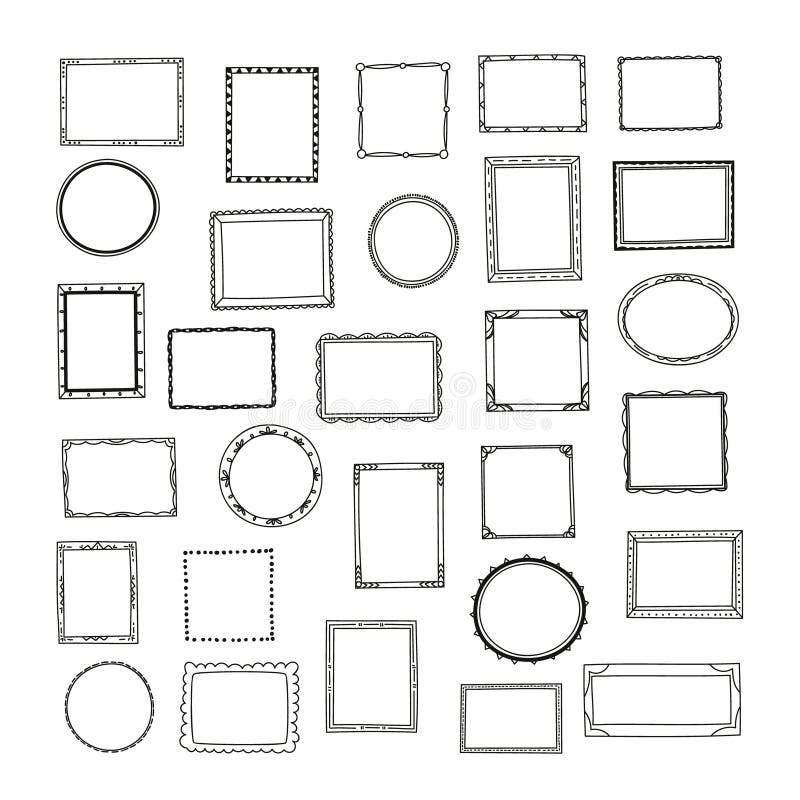Hand Drawn Frames Set in Cartoon Style Stock Vector - Illustration of ...
