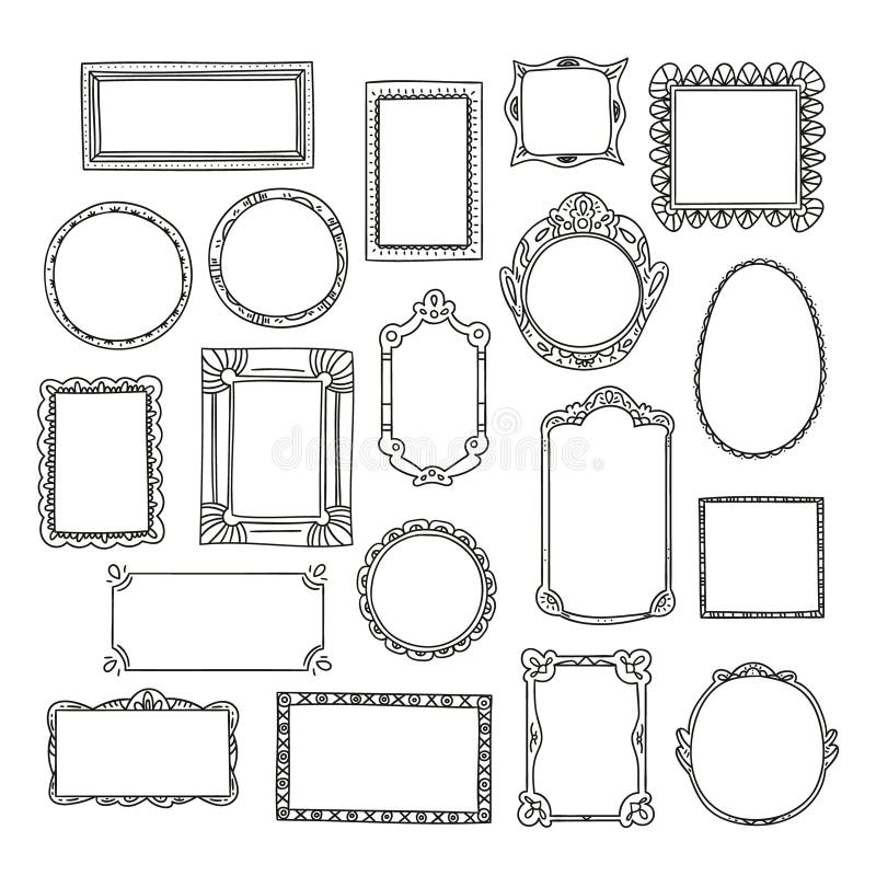 Hand Drawn Frames Set in Cartoon Style Stock Vector - Illustration of ...