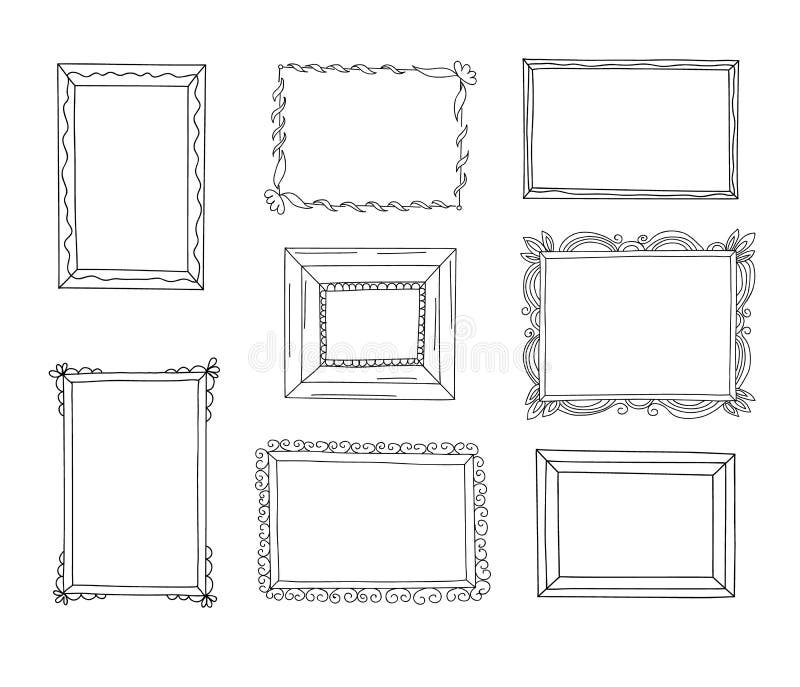 Hand Drawn Frames Set. Cartoon Style Stock Vector - Illustration of ...