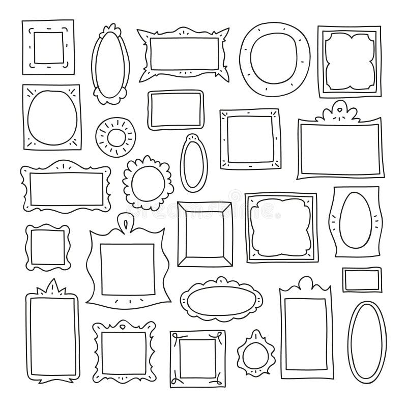 Hand Drawn Frames Set in Cartoon Style Stock Vector - Illustration of ...