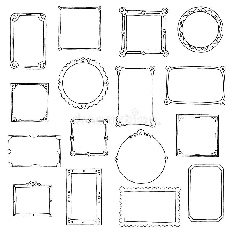 Hand Drawn Frames Set in Cartoon Style Stock Vector - Illustration of ...