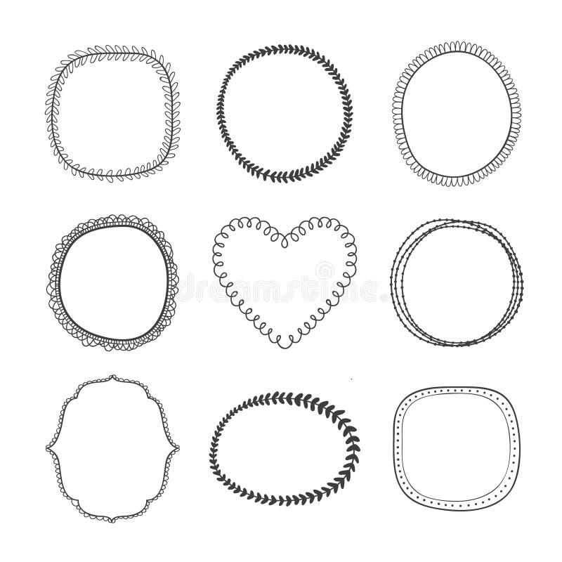 Hand-drawn circle frames stock vector. Illustration of ornament - 42596493