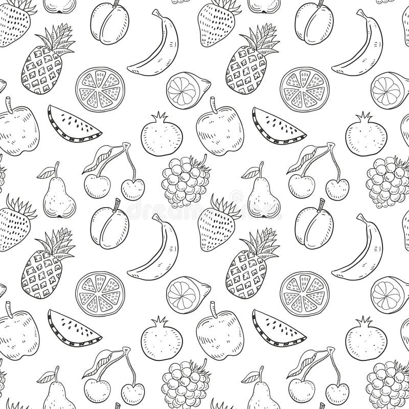Hand drawn fruits stock vector. Illustration of doodle - 108388460
