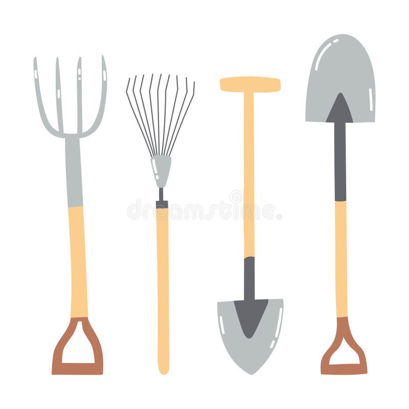 Hand Drawn Garden Tools. Set of Agricultural Equipment. Stock Vector ...