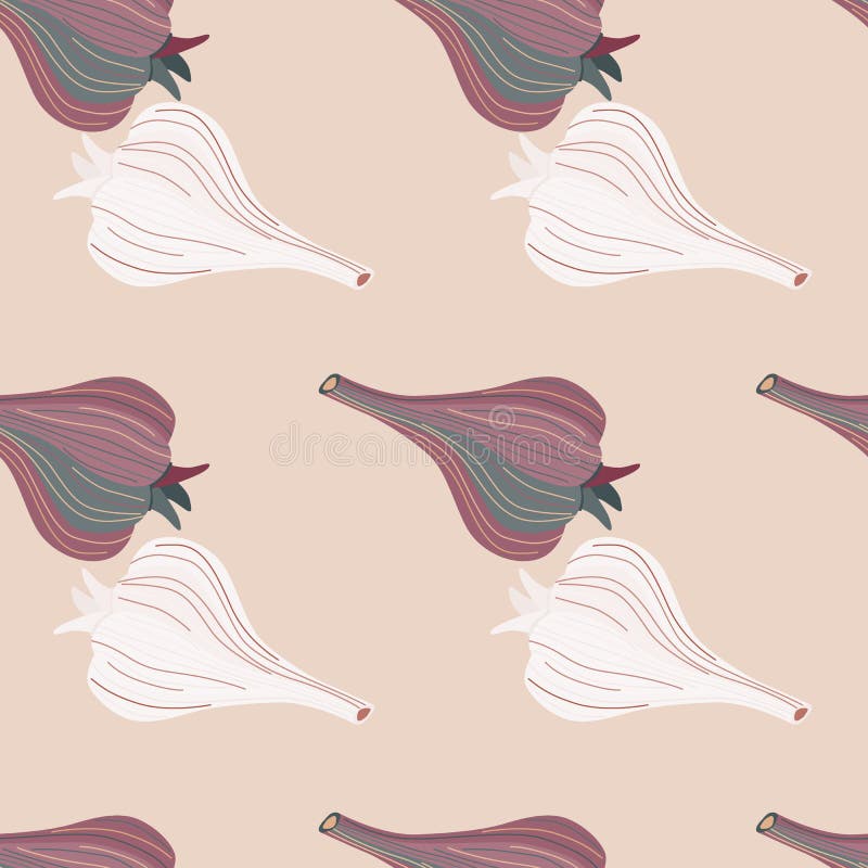 Hand Drawn Garlic Seamless Pattern. Doodle Bulb of Garlic Endless ...