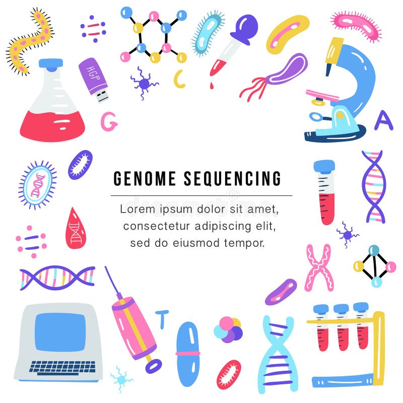 Hand Drawn Genome Sequencing Concept. Human Dna Research Technology ...
