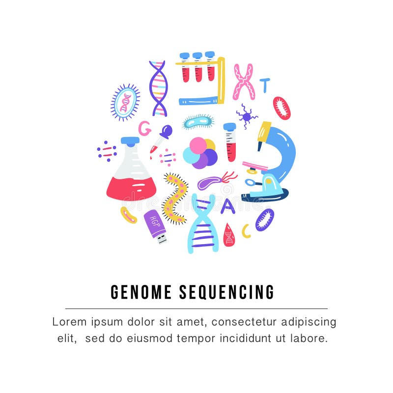 Hand Drawn Genome Sequencing Concept. Human Dna Research Technology ...