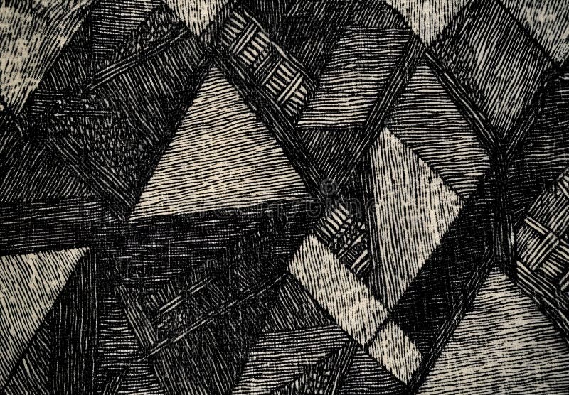 Hand-Drawn Geometric Batik Pattern with Interlocking Triangles Stock ...