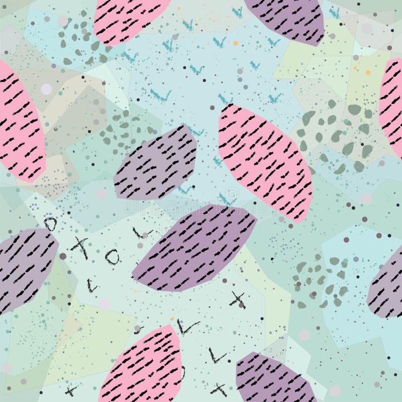Hand Drawn Geometric Seamless Pattern on White with Dots Stock ...