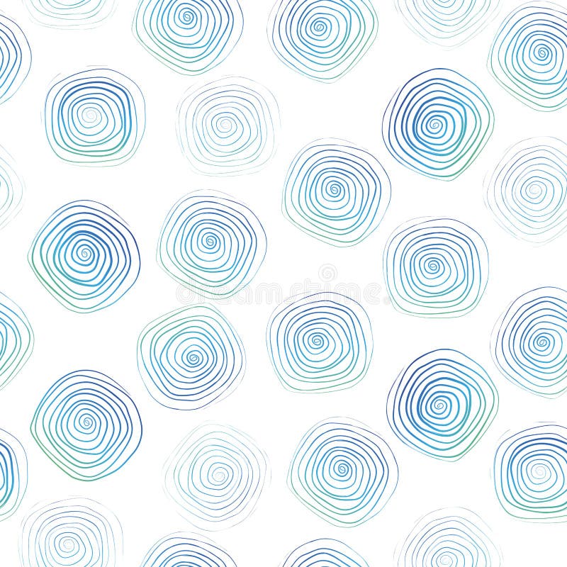 Hand Drawn Geometric Seamless Repeat Pattern. Wet Brush Spiral Strokes ...