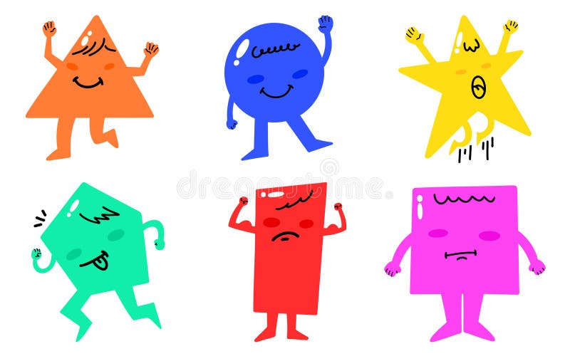 Hand Drawn Geometric Shape Character Stock Vector - Illustration of ...
