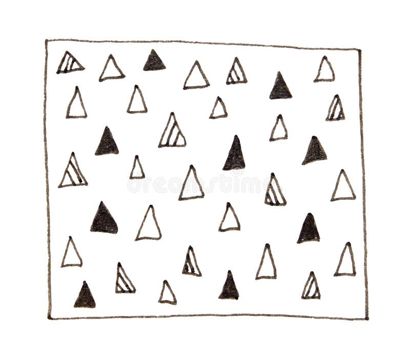 Hand-drawn Geometric Triangles Pattern on Background with Various Sizes Stock Illustration ...